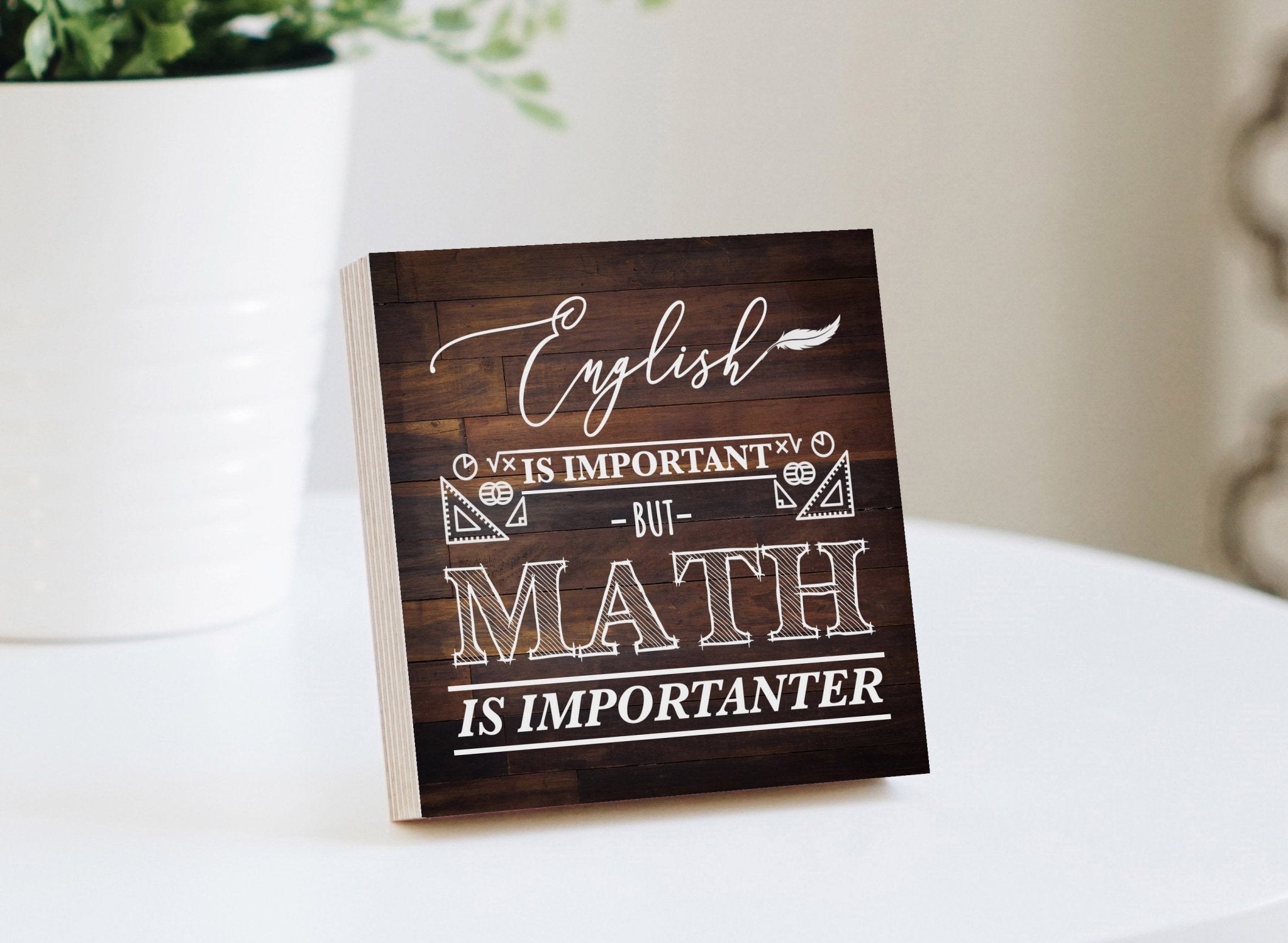 Math Teacher Gift Box - 4" or 6" Photo Block w/ Handwritten Card - Tea ...